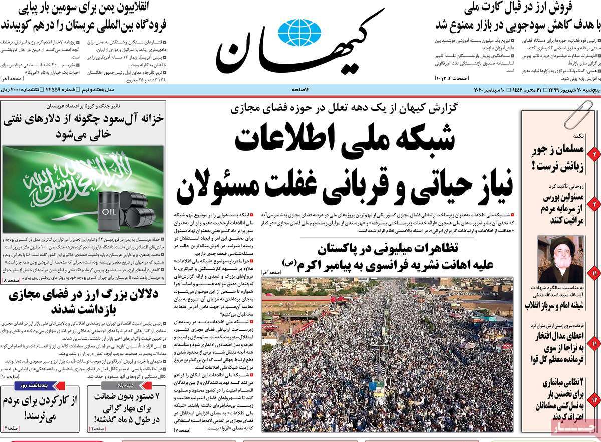A Look at Iranian Newspaper Front Pages on September 10 | Iran Front Page
